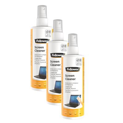 Fellowes Screen Cleaner Spray 250ml Screen Cleaning Fluid Pack of 3 ...