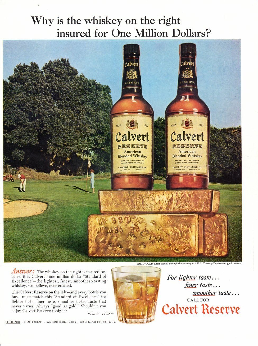 Vintage advertising print Alcohol Calvert Golf Gold One Million Dollars ...