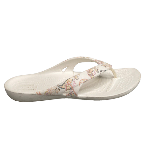 Crocs Iconic Comfort Slides Womens 9 White Paisley Blue/Red Wedge ...