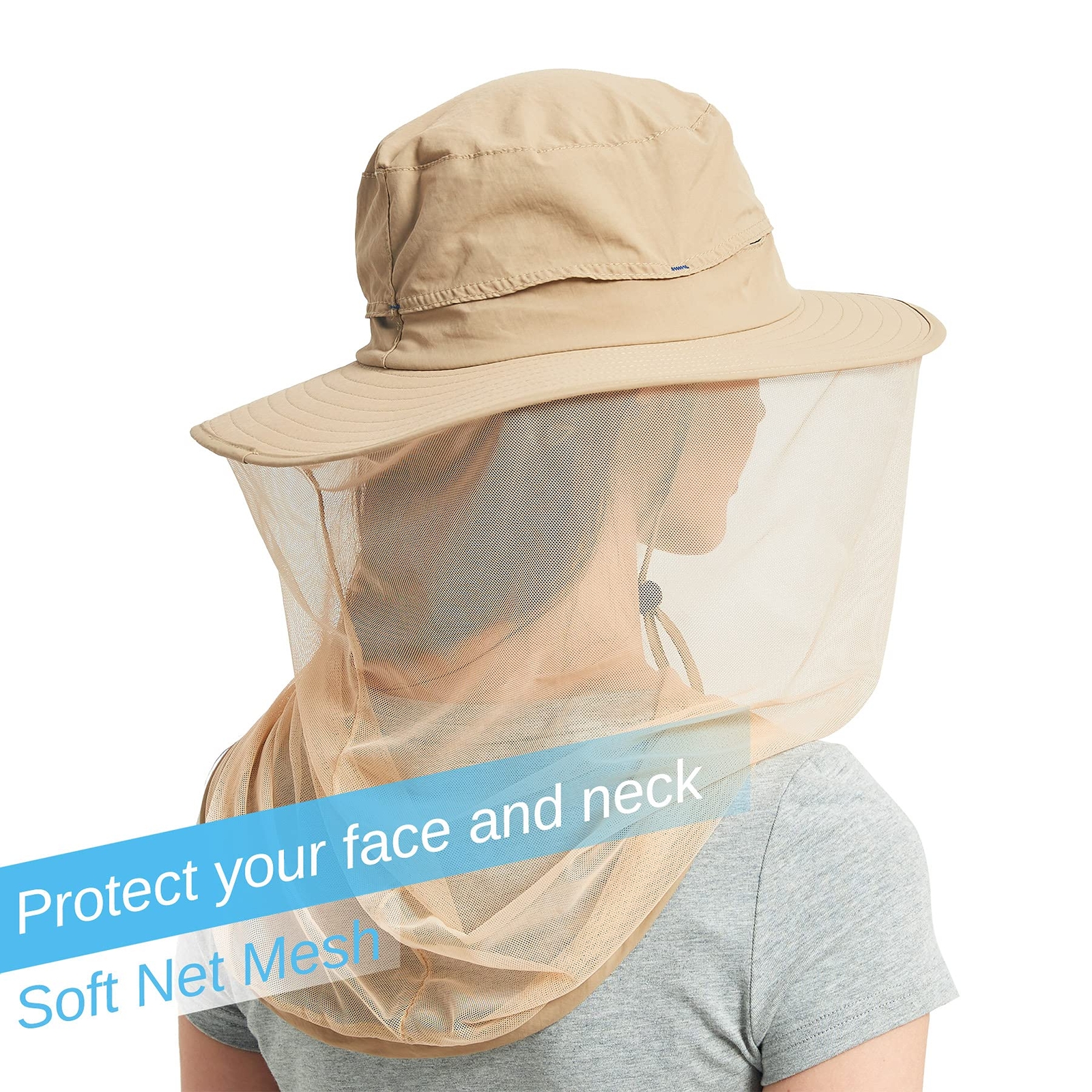 Head Net Hat - Safari Hat Sun Hat Bucket Hat Fishing Hat with Netting ...