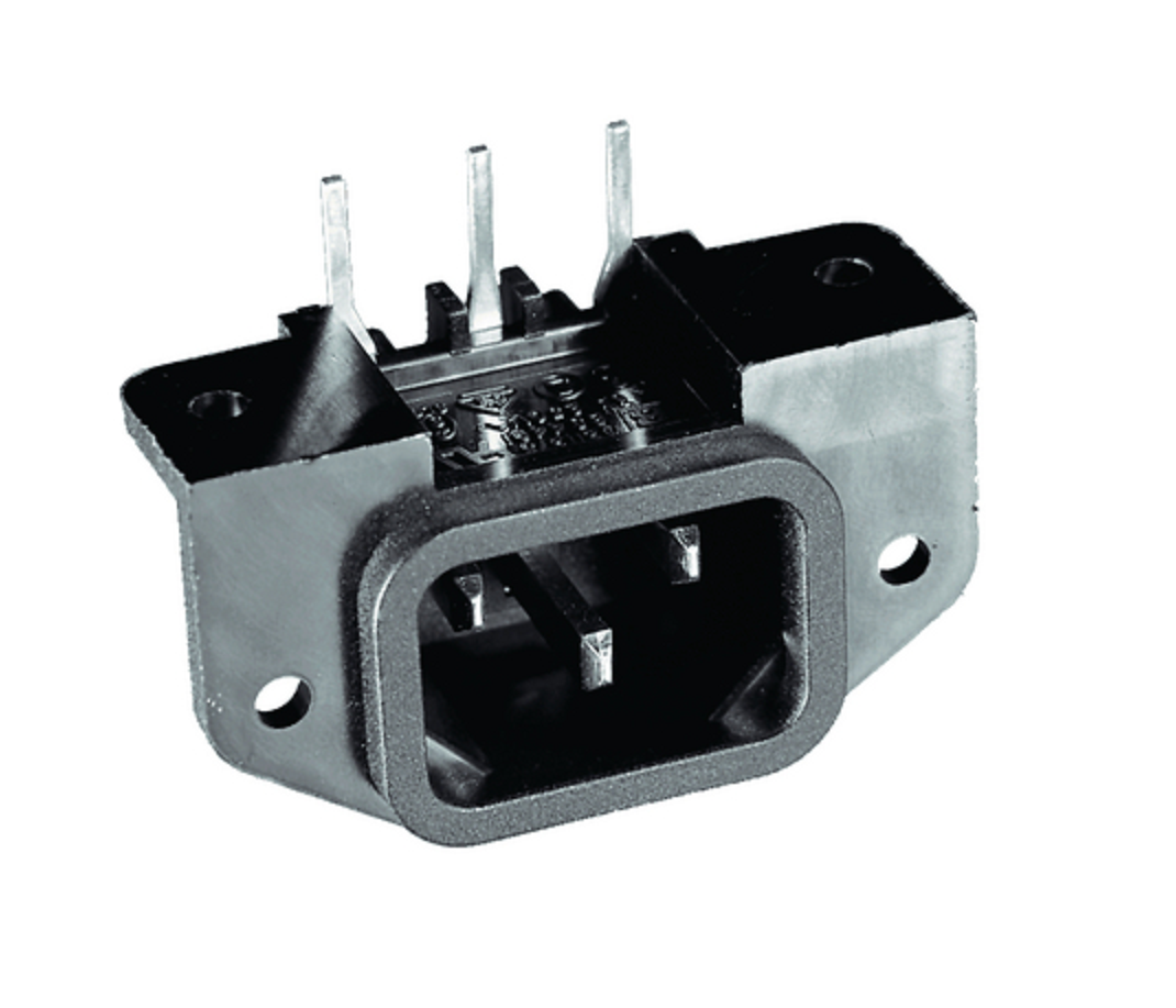 Power Entry Connector INLET Receptacle Male Blades Panel Mount Flange ...