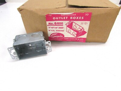 NOS! (50) SAM GARVIN 3" X 2" X 2" DEEP GALVANIZED OUTLET BOXES GANGABLE ...
