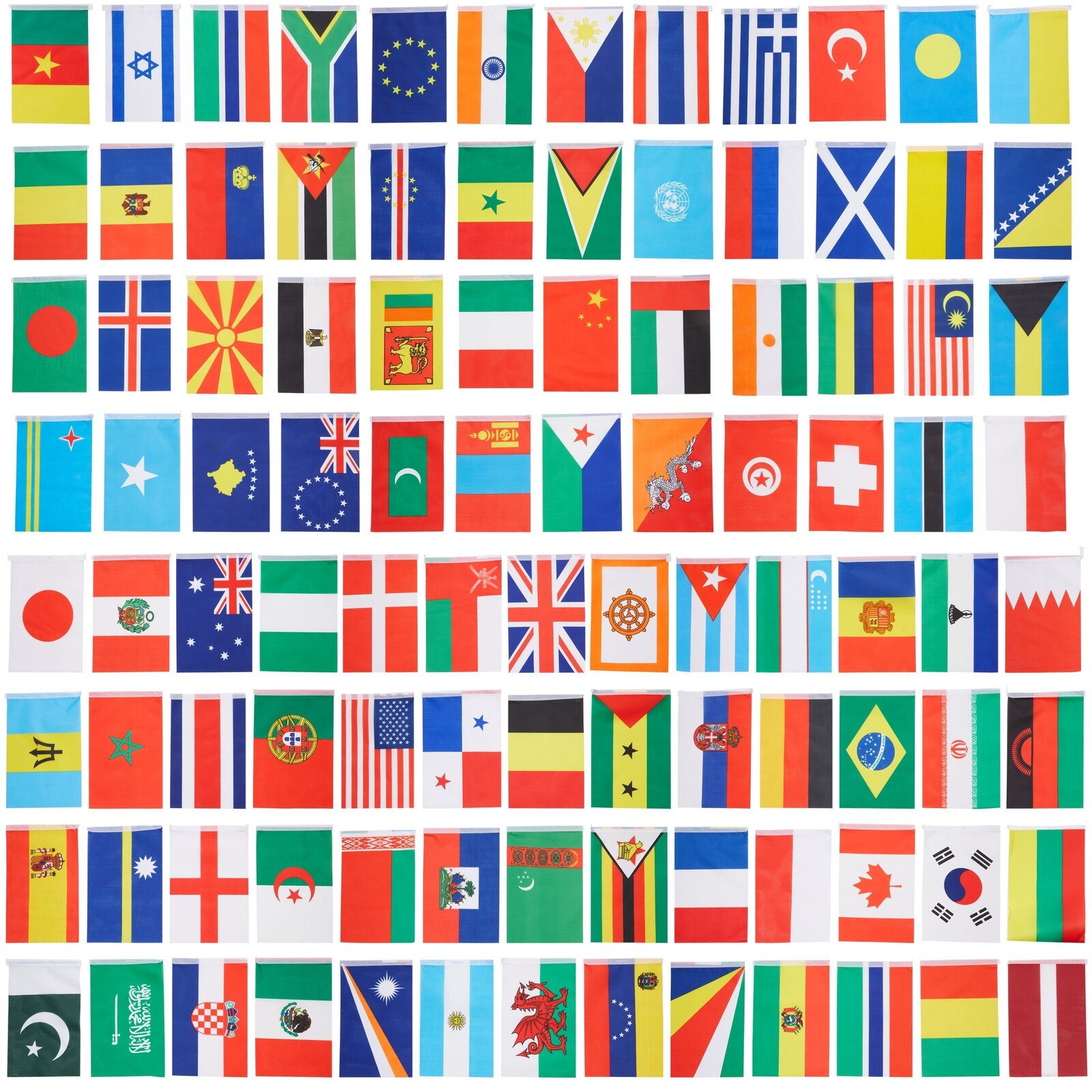 International Flags of the World Banner with 100 Assorted Countries, 80 ...