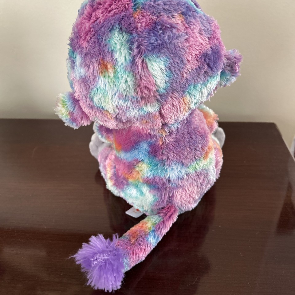 Ty Beanie Boos Zuri the Monkey 2019 Tysilk Pink Purple Tie Dye Plush ...