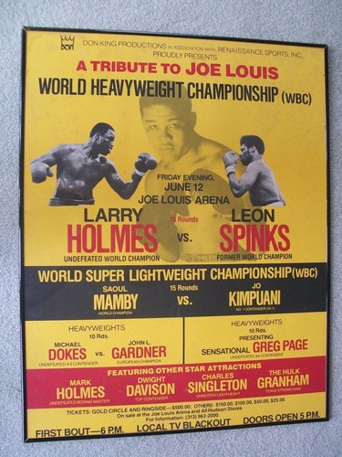 Larry Holmes vs Leon Spinks Heavy Weight boxing poster JOE LOUIS ...