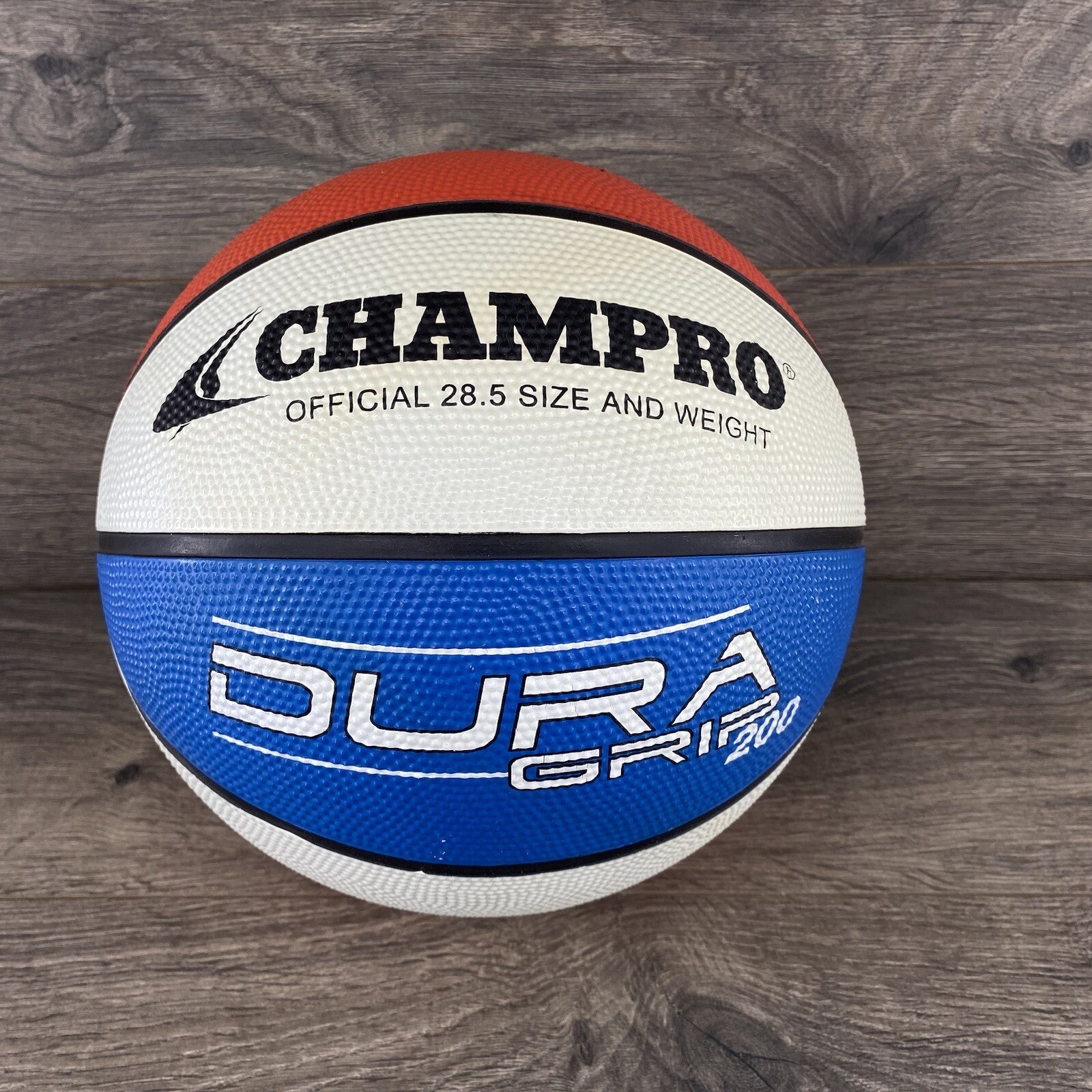 Champro Dura Grip 200 28.5" Rubber Basketball White Red Blue | eBay