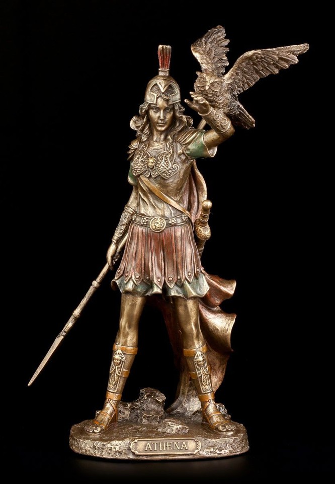 Athena Figur - Mit Speer und Eule - Athene Göttin Statue griechisch ...