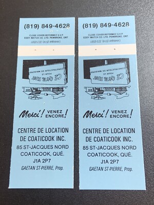 Vintage Canada Matchbook Lot: “CENTRE DE LOCATION DE COATICOOK” Quebec ...