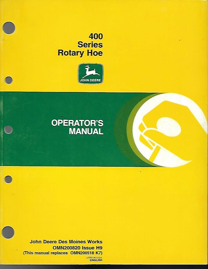 JOHN DEERE 400 SERIES ROTARY HOE OPERATORS MANUAL | eBay