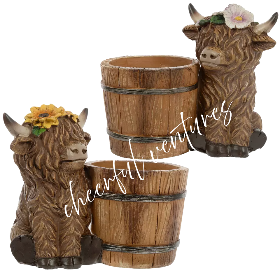 Hobby Lobby Spring Shop Resin Highland Cow Figurines- 6pc set | eBay