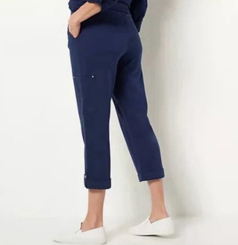 NWT QVC Sport Savvy French Terry Cuffed Crop Pull On Pants / Size ...