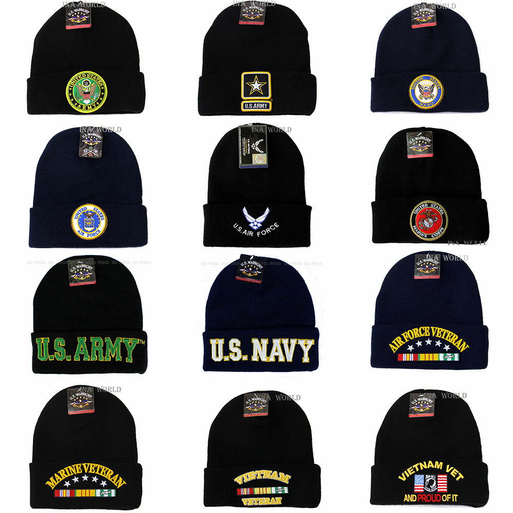 U.S. Military Beanie hat Licensed Cuffed Skull cap - Army,Navy,Air ...