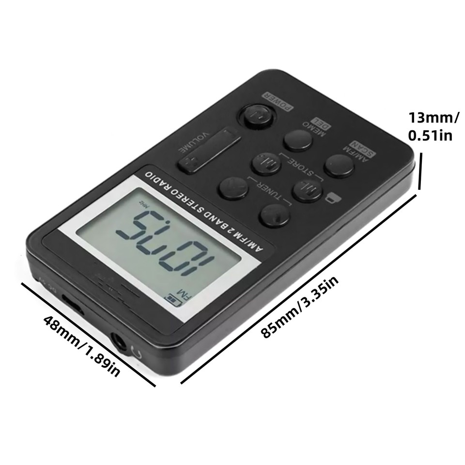 Mini Digital Portable Pocket LCD AM FM Radio Stereo USB Rechargeable w/Earphone | eBay