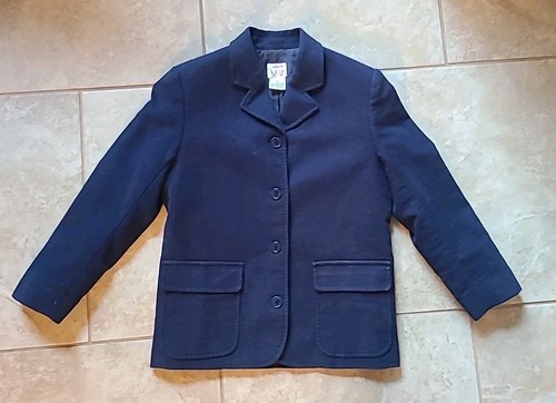 Vintage Talbots Kids Navy Lined Shoulder Pads Blazer Coat Jacket Girls ...