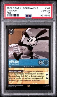 2024 Disney Lorcana EN 6 Oswald "The Lucky Rabbit" #142 Foil PSA 10 ...