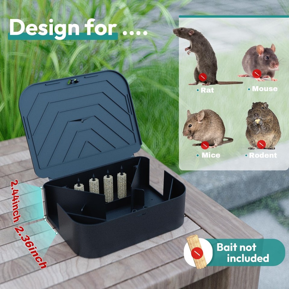 Rat Station Box with 1 Key, Complete Rodent Solution Keeps Rats Away ...