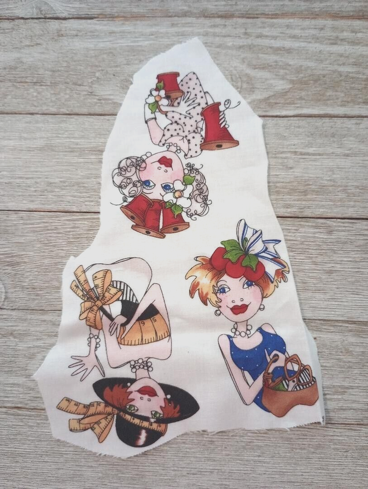 creative toss loralie fun fabric 3 ladies scrap piece 3.5 inch #1008 | eBay