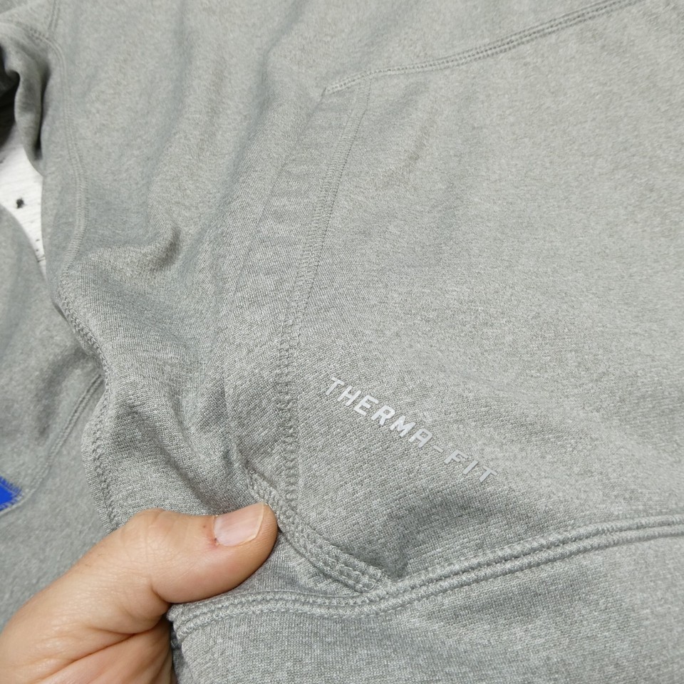 Nike Therma Fit Hoodie Adult XL Gray Fleece Embroidered Center Swoosh ...