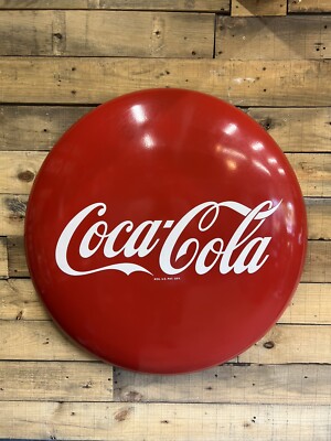 Coca Cola Porcelain Button 36” Vintage Soda Advertising Signs CLEAN! | eBay