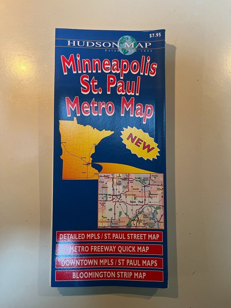 Hudson Map Minneapolis St Paul Metro Laminated Fold Map | eBay