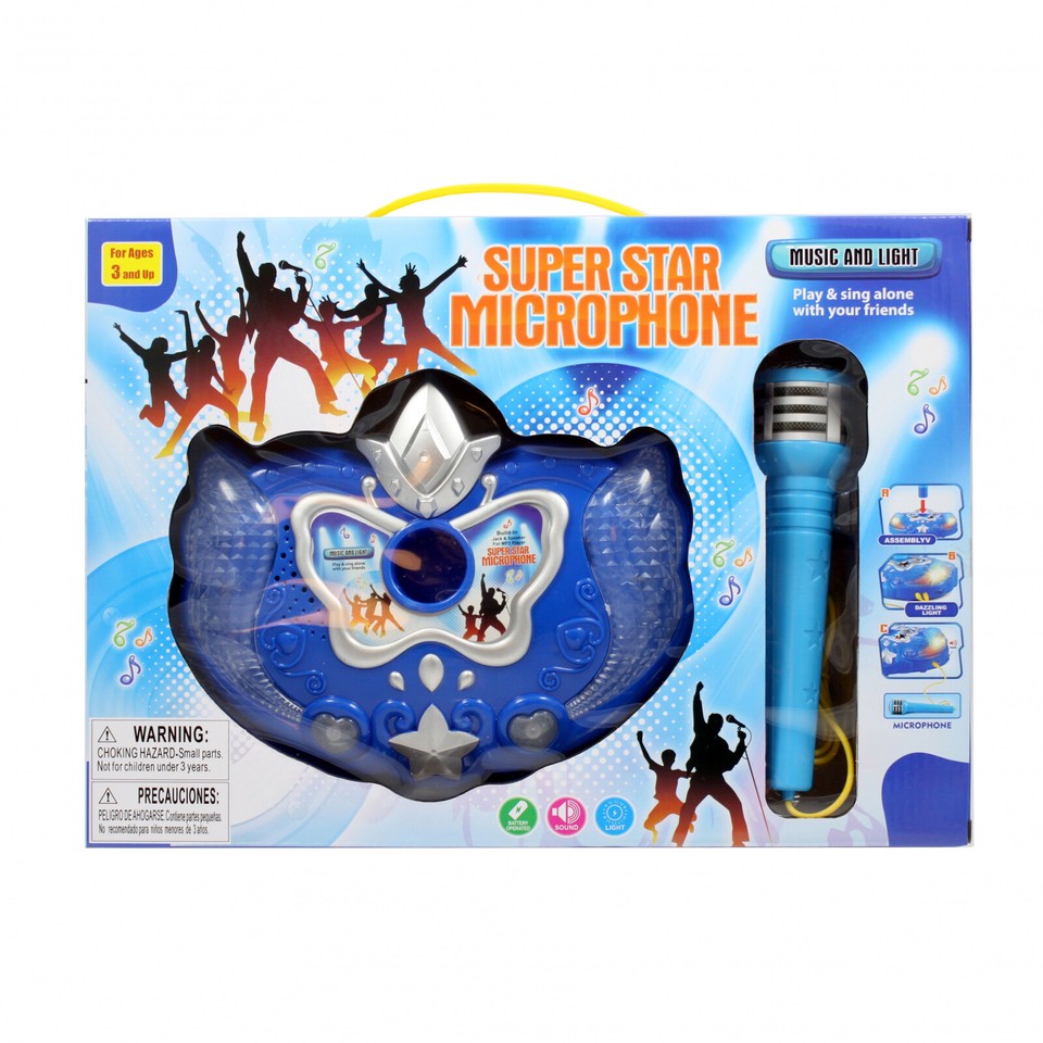 KidPlay Kids Karaoke Pop Star Microphone Adjustable Stand Musical Toy ...