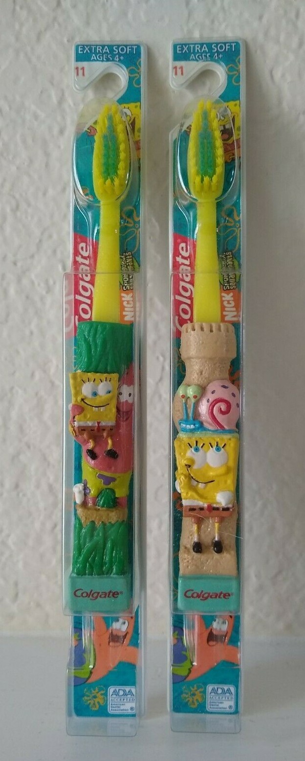 2 Colgate Spongebob Squarepants Toothbrush Extra Soft #11 Ages 4+ | eBay