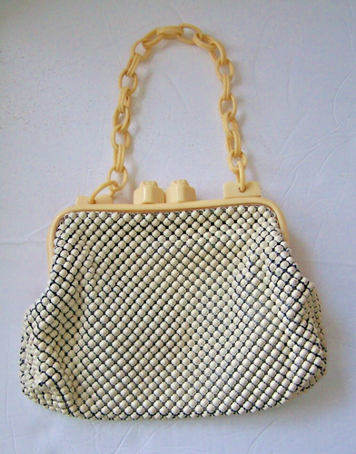 Vintage 40s Whiting Davis Alumesh Purse Chain Link Lucite Chain Strap ...