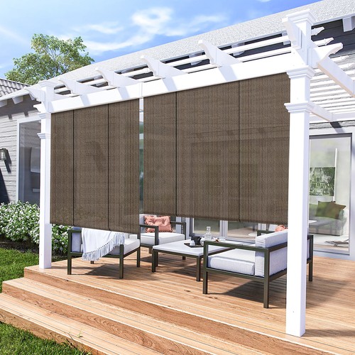 Brown Roller Shade Roll up Shade Light Filtering Porch Pergola Outdoor ...