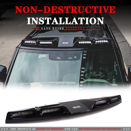 GLOSS BLACK ROOF TOP LIGHT BAR with LED DRL for LAND ROVER DEFENDER 90 ...