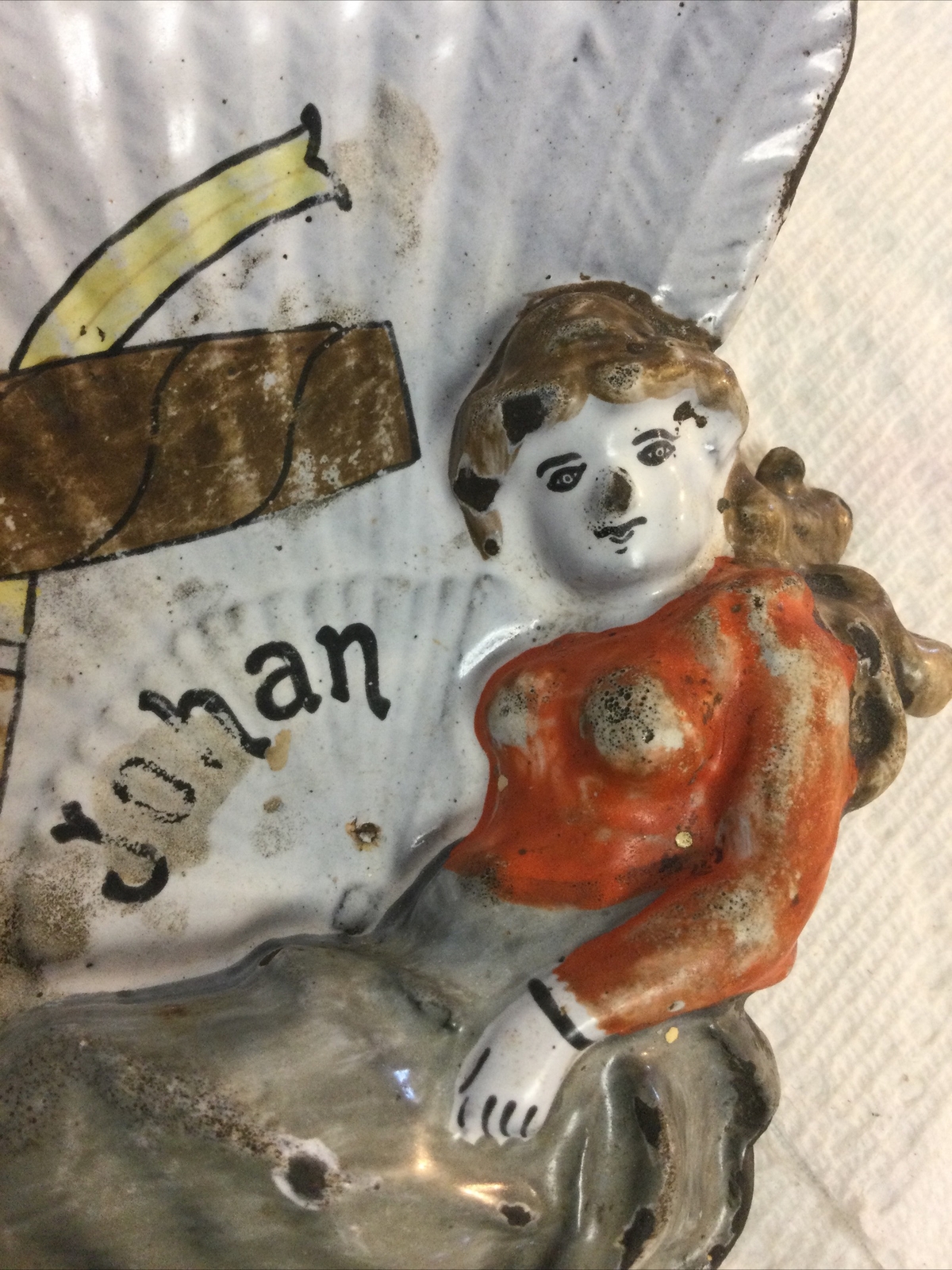 Antique Cast Iron Enamel Painted Scallop Shell Ashtray Mermaid Pipe ...