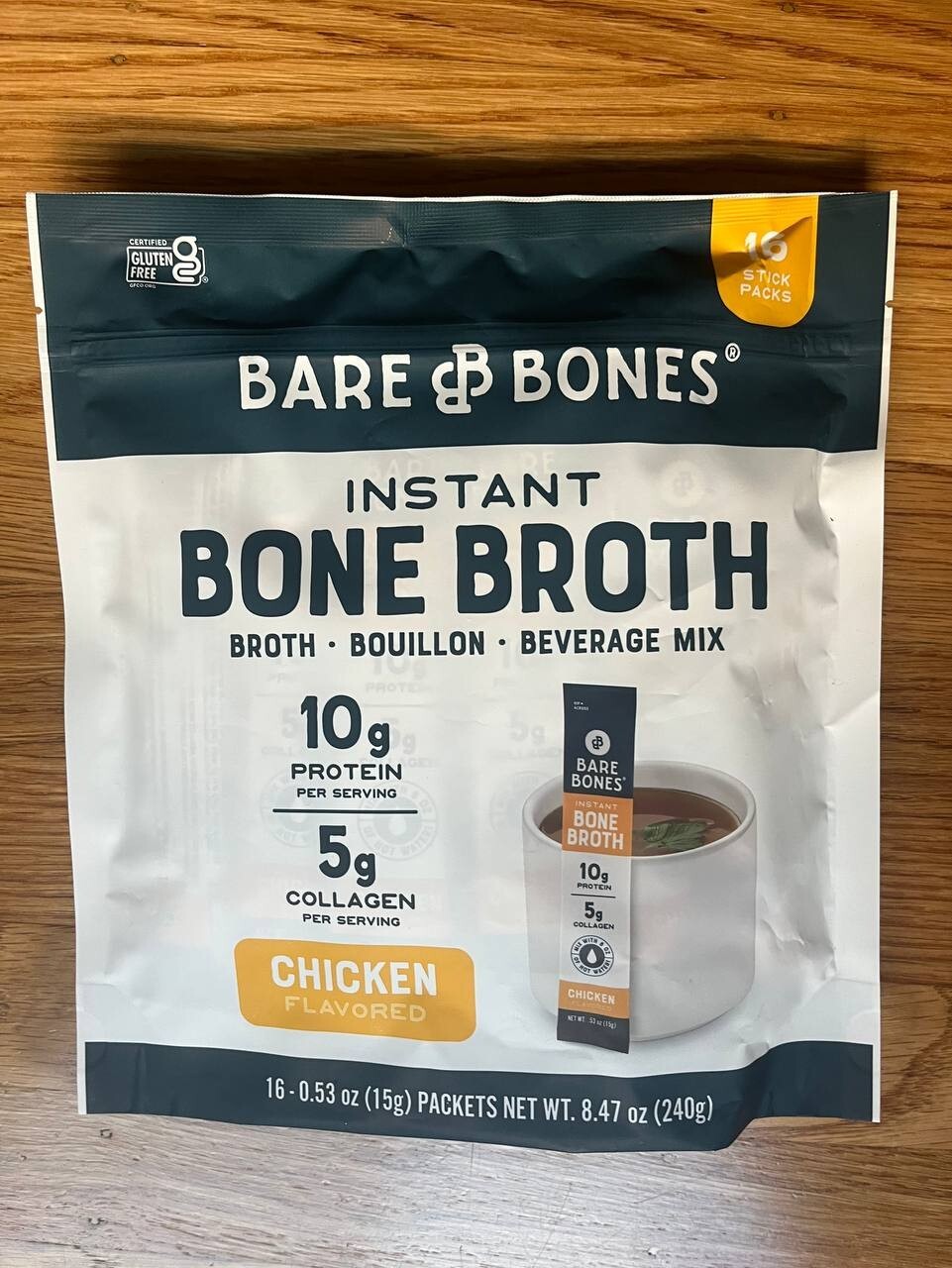 Bare Bones Chicken Bone Broth Instant Powdered Mix | 1 Pack of 16 ...