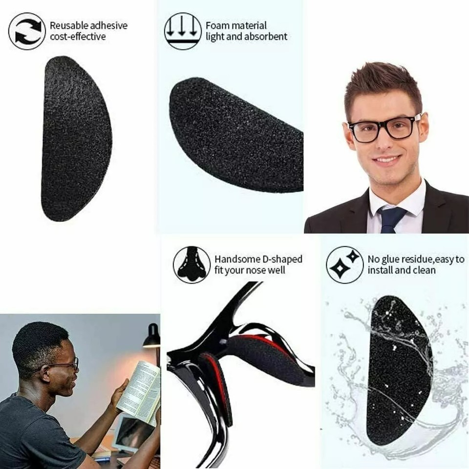8× Anti-Slip Foam Stick On Nose Pads For Eyeglasses Sunglasses Glasses ...