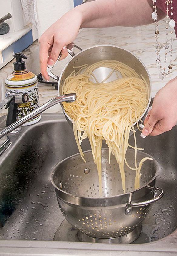 Stainless Steel Pasta Strainer 8 Quart Deep Kitchen Colander, Silver | eBay
