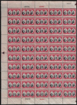 US 703 - MH Sheet 0f 50 - 2¢ stamps; Plt #'s: Black 20472; Red 20464 ...