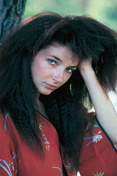 the British singer Kate Bush pose for a photo shoot Italy 1978 Old ...