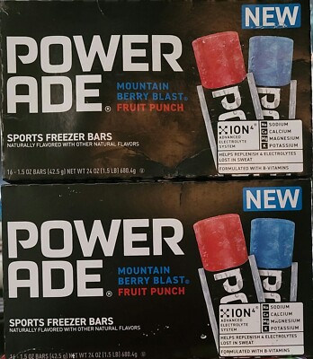 2-Powerade Sports FREEZER BARS B-Vitamins + Electrolytes Freeze 16-Pops ...