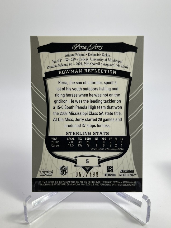 Peria Jerry Atlanta Falcons 2009 Bowman Sterling Football Rookie RC ...