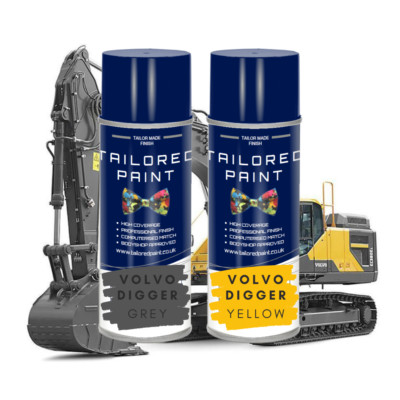 Volvo Digger Grey / Yellow Aerosol Spray Paint Direct Gloss Excavator ...