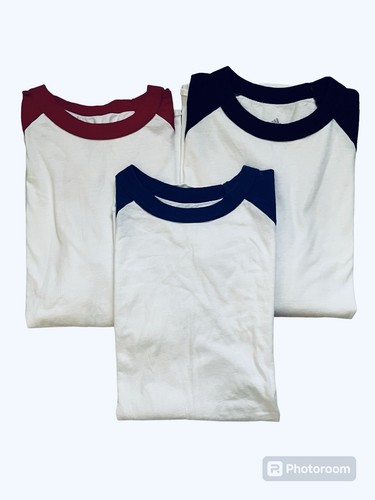Lot Of 3 Adidas Baseball T-Shirts Triple Stripe 3/4 Sleeve Blank Sz ...