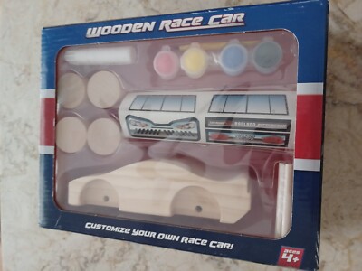 NEW Wooden Race Car Kit Paint NASCAR Stock Racing Derby Toy Project ...