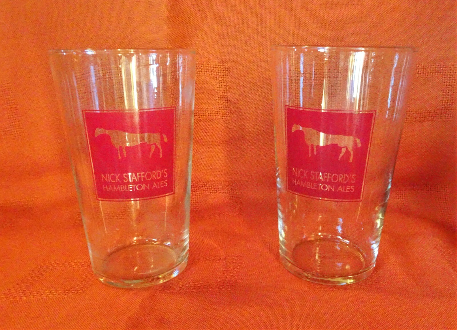 2 X Nick Stafford Hambleton Ales pint glasses in excellent used ...