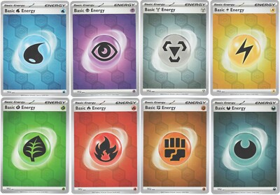 Grass Fire Dark Water Psychic Metal - Shrouded Fable Foil Energy Card ...