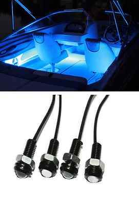 4x Blue LED Boat Light Waterproof 12v Courtesy Bow Trailer Pontoon Ft ...