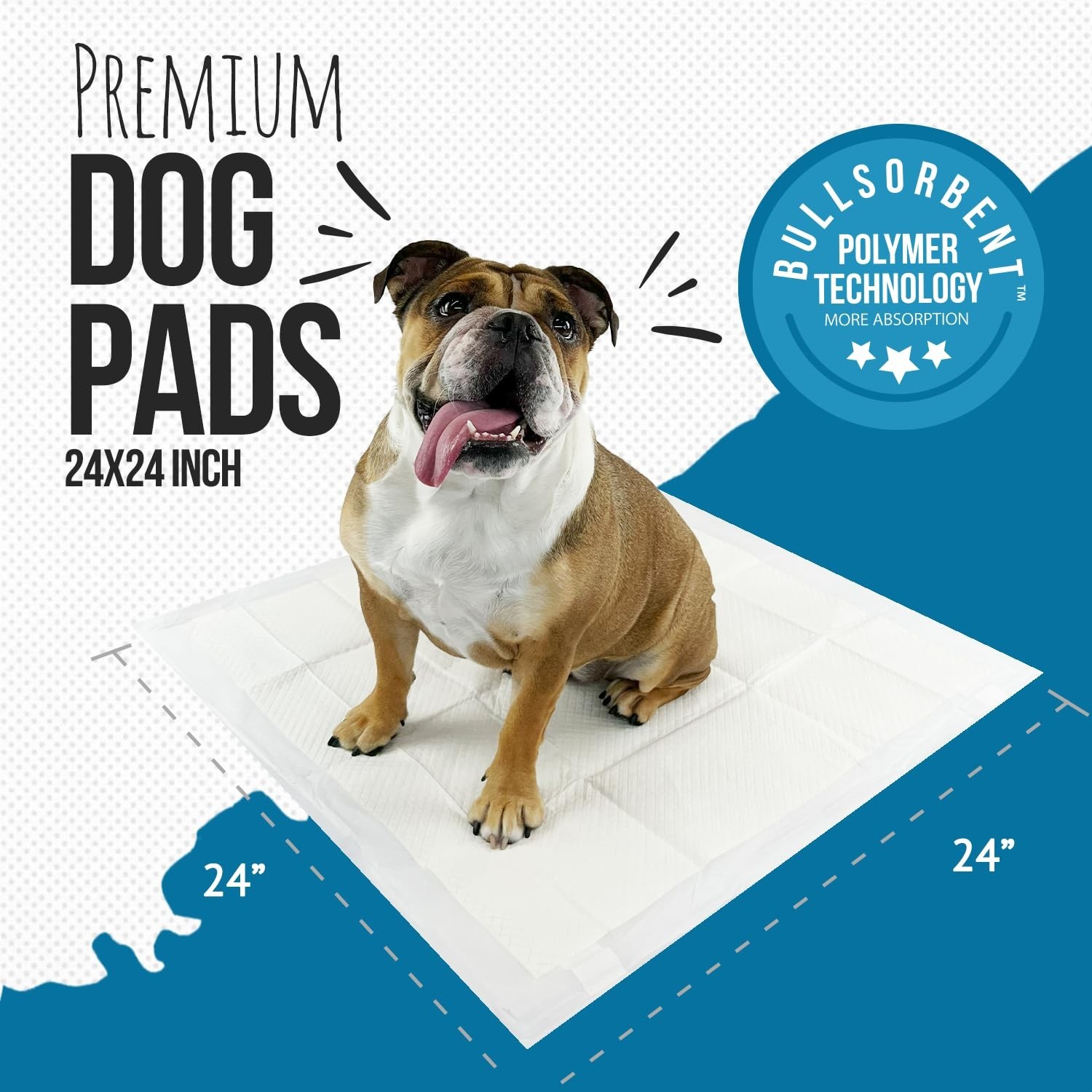 Bulldogology 50-Count Dog Puppy Pads (24x24) Large Pee Pads for Dogs ...
