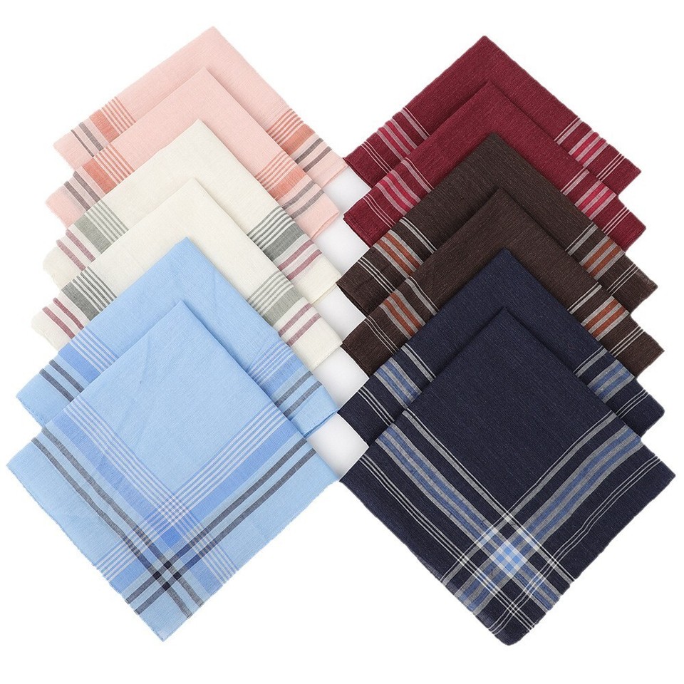 Men's Handkerchiefs - 12 Pack Large Cotton Hankies, Premium Soft Gents ...