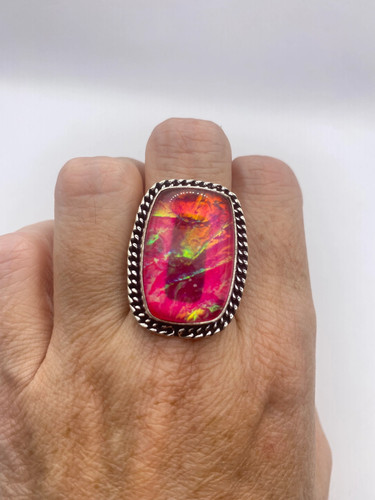Vintage Aqua Pink Butterfly Wing Art Glass Ring | eBay