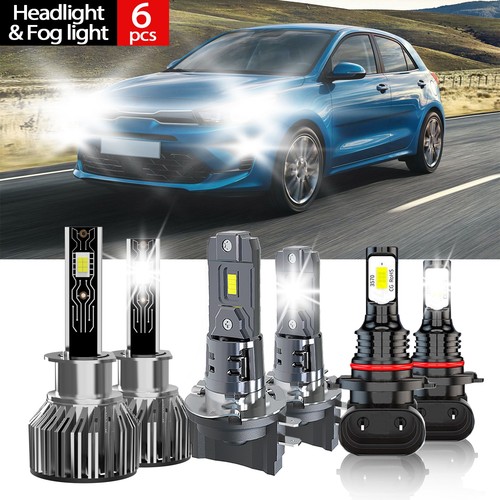 For Kia Rio 2012-2017 LED Headlight High Low Beam + Fog Light Bulb ...