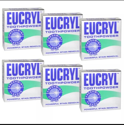 6 X Eucryl Smokers Toothpowder Powerful Stain Removal Freshmint 50g ...