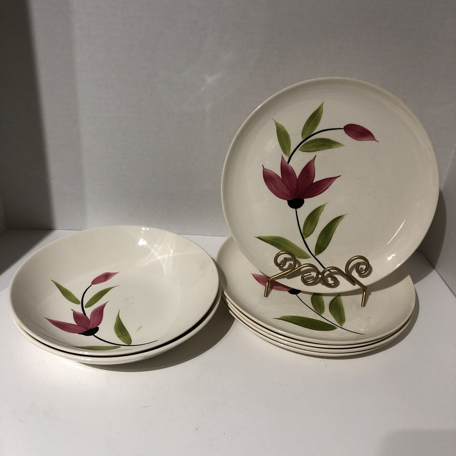Stetson China Co 1958. 5 Dinner Plates, 2 Serving Bowls MCM Pink ...