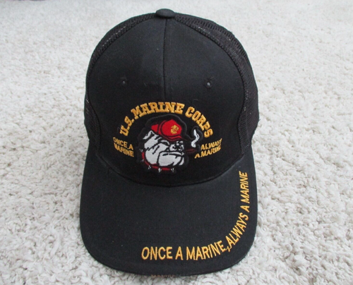 Marines USMC Hat Mens Black Bulldog ONCE A MARINE, ALWAYS A MARINE ...